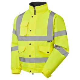 Supertouch Hi Vis Yellow Fleece Lined Bomber Jacket